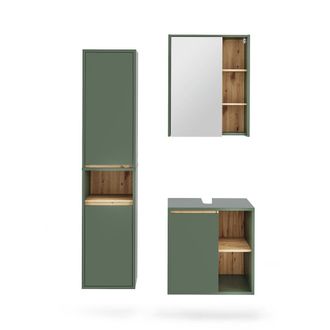 Vicco Badm&ouml;bel-Set Gr&uuml;n/Artisan Viola, bestehend aus Bad Spiegelschrank, Waschbeckenunterschrank, Hochschrank - Mehr Stauraum ohne Bodenfl&auml;che zu nutzen