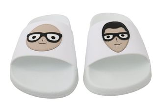 Dolce & Gabbana Womens White Leather dgfamily Slides Shoes Sandals Top