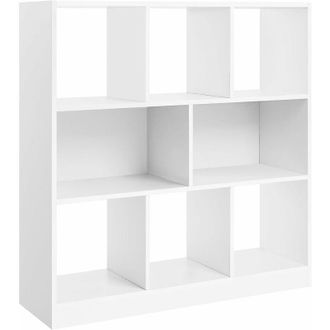 Vasagle Biblioth&egrave;que, &Eacute;tag&egrave;re, Meuble de Rangement avec Compartiments Ouverts, pour Salon, Chambre, Bureau, Cloison S&eacute;parateur, 97,5 x 30 x 100 cm, Blanc par