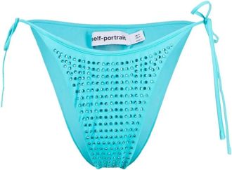 Self Portrait Bas de bikini bleu orn&eacute; de cristaux - Femme - Maillots de bain - Bleu - Taille: 36 FR