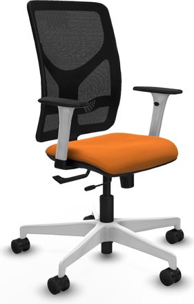 Piqueras y Crespo Schreibtischstuhl Orange mit wei&szlig;en und schwarzen Armlehnen, h&ouml;henverstellbare Lendenwirbelst&uuml;tze, ausgestattet mit Syncro/Traslack und Schneideschaum