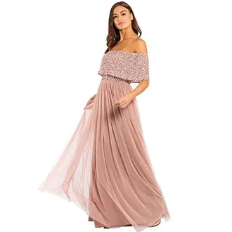 Maya Maya Berry Embellished Halter Neck Maxi Dress Robe de Demoiselle dhonneur, mauve, 42