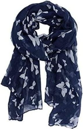 World of Shawls Femmes Imprimé Papillon Long écharpes, rose bébé/Gris - Synthétique, Bleu Marine/Blanc, 100% viscose, Femmes, 100 x 180 cm
