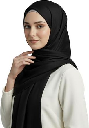 Janisramone Hijab en papier de soie de luxe pour femme, foulard de t&ecirc;te en satin lisse, l&eacute;ger et brillant, sans plis, long ch&acirc;le pour femme musulmane, 160 x 70 cm