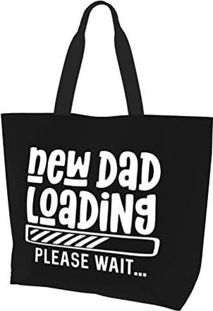 AOOEDM New Dad Loading Ladies Canvas Tote Sac &agrave; provisions r&eacute;utilisable
