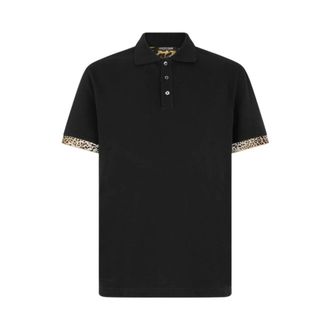 Roberto Cavalli Polo mit Jaguar Skin Details - - Tops - Herren - Schwarzk - XL