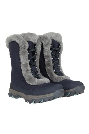 Mountain Warehouse Ohio Damen-Schneestiefel - Schneesichere Damen-Kunstfellschuhe, Getestet bis -20 &deg;C, IsoTherm - Winter, Skifahren, Wintersport, Wandern Blau Damen-Sch