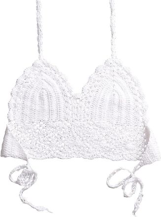 Valiclud H&auml;kel Bikini Damen Zweiteiliges Wei&szlig;es Strandbikini Top Mit Schn&uuml;rung Boho Stil Leicht Verstellbar F&uuml;r Sommerurlaub Und Spa