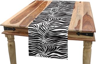 Abakuhaus Schwarz-Weiss Tischläufer, Wilde Zebra-Linien, Esszimmer Küche Rechteckiger Dekorativer Tischläufer, 40 x 300 cm, Weiß Schwarz