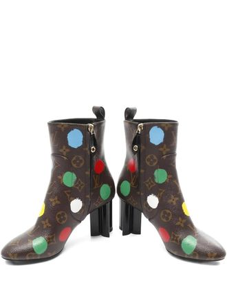 Louis Vuitton x Yayoi Kusama bottines &agrave; pois 85 mm - Marron