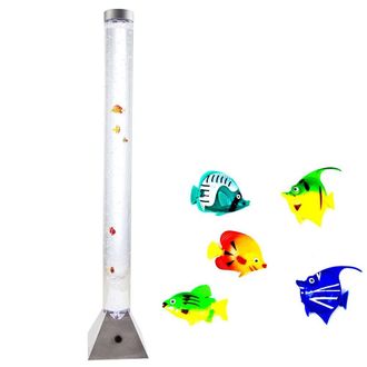 ETC Shop Sprudels&auml;ule LED Wassers&auml;ule Schlafzimmer Stehlampe RGB-Farbwechsler Deko-Stehleuchte mit Fischen, Kunststoff, LED Farbwechsler, H 122 cm