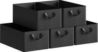 Woltu Aufbewahrungsbox 5 Stück, aus Polyesterstoff, für Schlafzimmer, Arbeitszimmer, Wohnzimmer, Organizer Box mit Griffen, für Kleidung Spielzeug, faltbar,