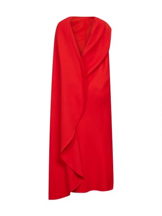 Balenciaga Womens Draped Dress Sunset Red Silk-Wool