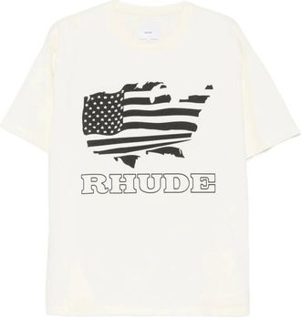 Rhude Homme, Tops, Blanc, Taille: M Banner Tee