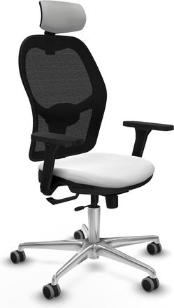 Piqueras y Crespo Ergonomischer Schreibtischstuhl, Wei&szlig;, mit 3D-Armlehnen, h&ouml;henverstellbare Lendenwirbelst&uuml;tze und h&ouml;henverstellbares Kopfteil, Schwarz / Wei&szlig;