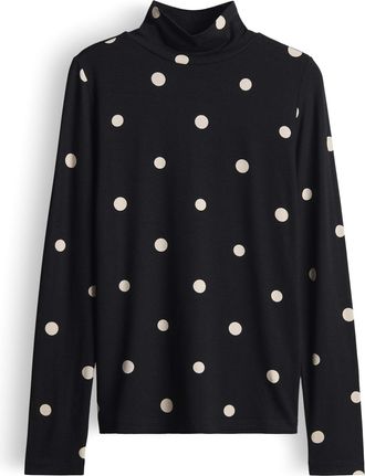 OPUS Damen Langarmshirt | SIPUNKTO Slim Longsleeve aus beprinteten Jersey Black, 38