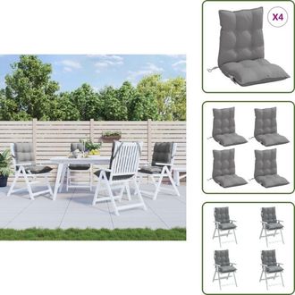 vidaXL Niedriglehner-Auflagen 4 Stk. Grau Oxford-Gewebe - Niedriglehner Auflagen - Gartenstuhlkissen - Oxford Stoff - Wasserabweisend - Grau - The Living