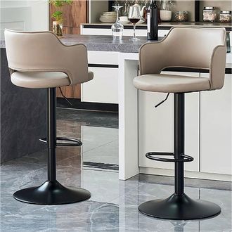 Generic Moderne, H&ouml;henverstellbare Drehhocker f&uuml;r K&uuml;chentheken, 2Er-Set, mit Kunstlederbezug, R&uuml;cken- und Fu&szlig;st&uuml;tze, f&uuml;r K&uuml;cheninseln, 46-82 cm