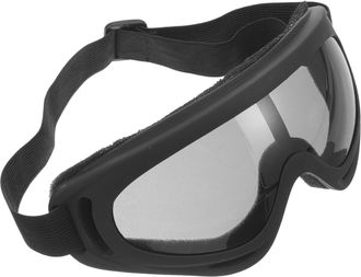 FOMIYES 1 Paar Winddichte Motorradbrille und Stoßfeste Fahrradbrille für Herren und Damen mit Schwarzem Rahmen und Verstärkten Grauen Gläsern Augenschutz für 