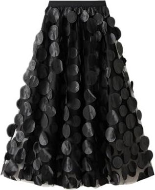 Generic Jupe longue en tulle pour femme - Jupe pliss&eacute;e &eacute;l&eacute;gante - Couleur unie - En tulle - Taille haute - Jupe d&eacute;t&eacute; - Jupe trap&egrave;ze - Jupe en tulle - Jupe de 