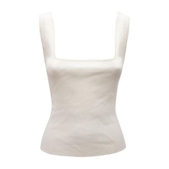 MVP Wardrobe Geripptes &auml;rmelloses Top Made in Italy - - Tops - Damen - Beige - XS
