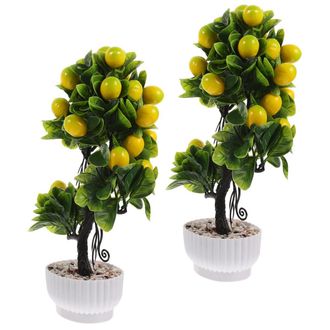 FOMIYES 2 St&uuml;ck K&uuml;nstliche Zitronenbaum Bonsai Tischpflanzen im Topf Formstabil Realistisch Pflegeleicht Dekorative Kunstpflanze f&uuml;r Zuhause und B&uuml;ro