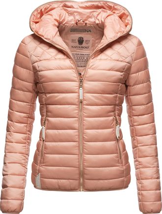 Navahoo Damen Übergangsjacke leichte Steppjacke mit Kapuze Ich Bin Hübsch Rosa Gr. S