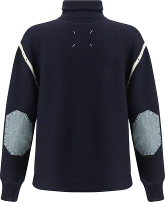 Maison Margiela Half-Zip Wool Sweater - Navy