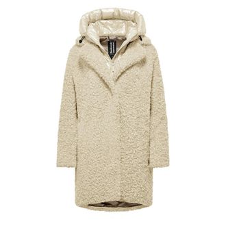 Bomboogie Femme, Manteaux, Beige, Taille: 40 FR Odessa Overcoat - Manteau Long en Fausse Fourrure Shearling