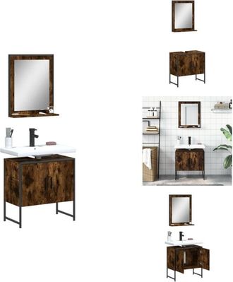 vidaXL 2-tlg. Badm&ouml;bel-Set R&auml;uchereiche Holzwerkstoff - Badm&ouml;bel - Badschrank - Waschtischunterschrank - Spiegelschrank - Badezimmerm&ouml;bel