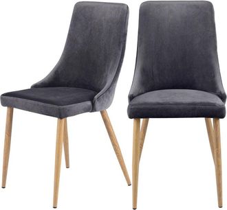 Rendez-Vous Déco Rendez-vous Déco - Lot de 2 chaises en velours gris - vinni