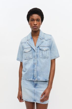 Ganni Chemise en jean bleu clair Coton Biologique - Taille 34 - Pour Femme