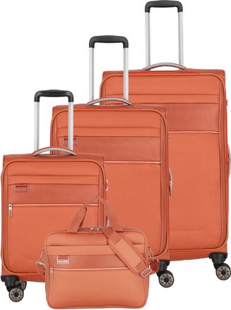 Travelite Kofferset 4 teilig Weichschale 4 Rollen, Gr&ouml;&szlig;en S-M-L + Bordtasche, nachhaltig, MIIGO, Reisegep&auml;ck Set aus recyceltem Material, TSA Schloss, Koffer Gr