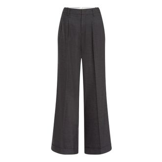 Marc Aurel Femme, Pantalons, Gris, Taille: 44 FR Pantalon coupe Plata avec plis et revers
