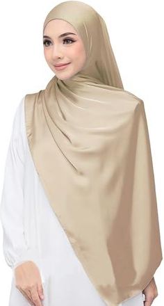 Lina & Lily Maxi Foulard Hijab Femme Musulmane en Satin (Beige)