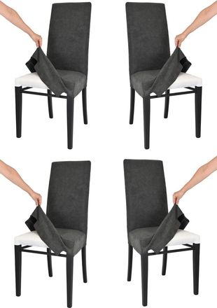 Tommychairs Tommychairs-4er Set gepolsterte Stühle JAZZ mit herausnehmbarem Bezug, Struktur aus lackiertem Buchenholz Anilinfarbe Schwarz,gepolstert und mit herau