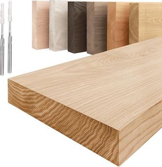 Lamofootwear Manufaktur Étagère Murale en Bois Massif, Bord régulier Droit, étagère Flottante Montage Invisible Naturel 140cm, LWG-01-A-002-140W