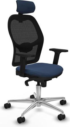 Piqueras y Crespo B&uuml;rostuhl mit 2D-Armen, h&ouml;henverstellbarer Lendenwirbelst&uuml;tze und h&ouml;henverstellbarem Kopfteil, Schwarz / Marineblau