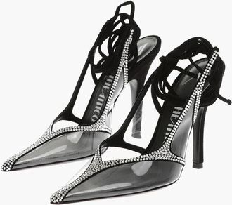 The Attico Rhinestoned VENUS CHROME See Through Slingbacks 10cm size 38