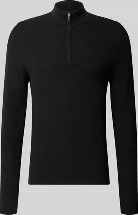Profuomo Slim Fit Strickpullover aus Baumwoll-Mix mit Troyer-Kragen