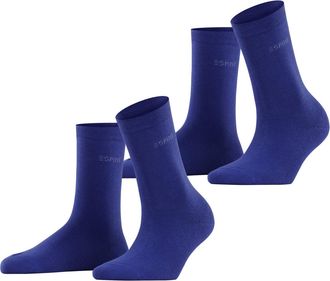 Esprit Damen Socken Uni 2-Pack W SO Baumwolle einfarbig 2 Paar, Blau (Deep Blue 6046), 39-42