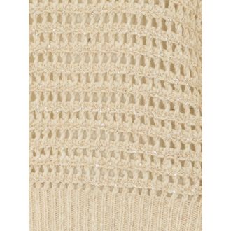 Brunello Cucinelli Open-Knit Sequin Sweater - Beige