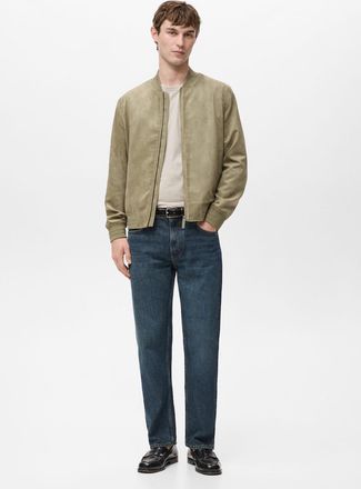 Mango Veste bomber effet daim kaki - Homme - XL - MANGO MAN