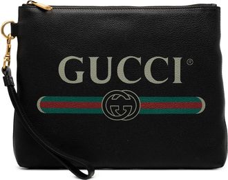 Gucci Clutches - Leather Logo Clutch - Gr. unisize - in Schwarz - f&uuml;r Damen