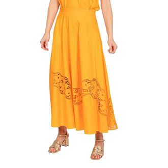 Twinset Bestickter englischer Popelinrock - - Skirts - Damen - Gelb - L