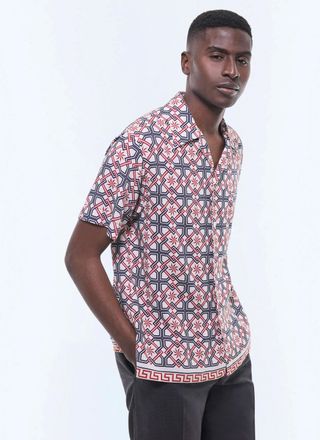 Fursac Chemise &agrave; col requin en viscose - Taille XL - Homme