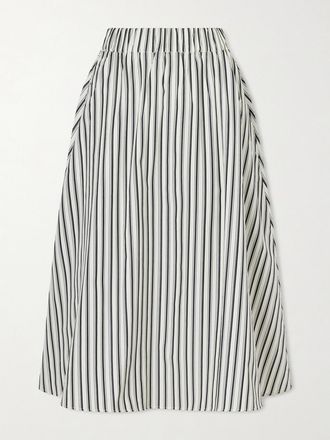 Maria McManus Jupe Midi En Popeline De Coton Biologique &Agrave; Rayures - Multicolore
