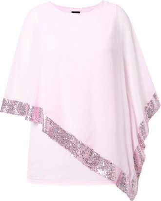 Ulla Popken Druckbluse Bluse Chiffon-&Uuml;berwurf U-Boot-Ausschnitt 3/4-Arm