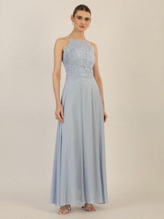 Apart Abendkleid aus besticktem Mesh mit farblich Perlen und Chiffon