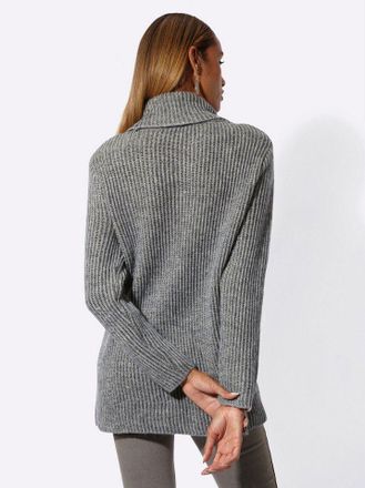 Cr&eacute;ation L Strickpullover Woll-Alpaka-Mix-Pullover Langarm Ripp